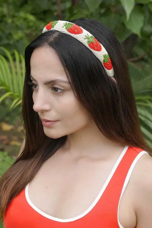 HAIR DRAMA CO Strawberry Fields Beaded Headband