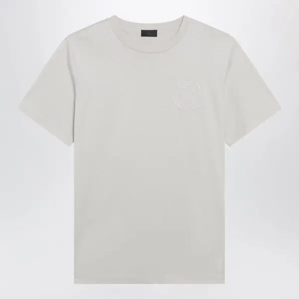 Moncler Beige Cotton T-shirt With Embroidered Logo