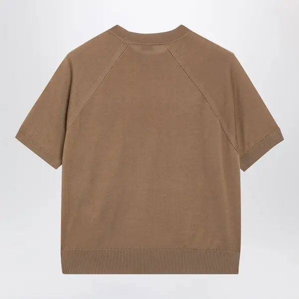 Moncler Beige Wool Sweater With Logo Patch - Cream