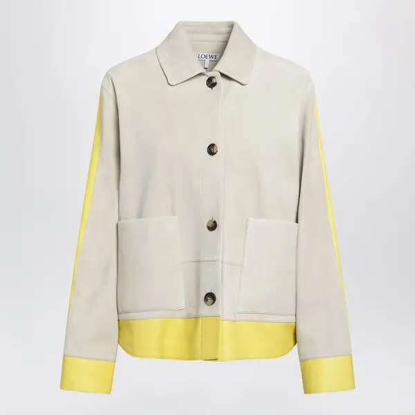 Loewe Light Grey Suede Jacket With Contrasting Inserts