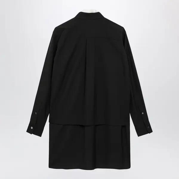 Sacai Wool-blend Mini Shirt Dress With Integrated Scarf