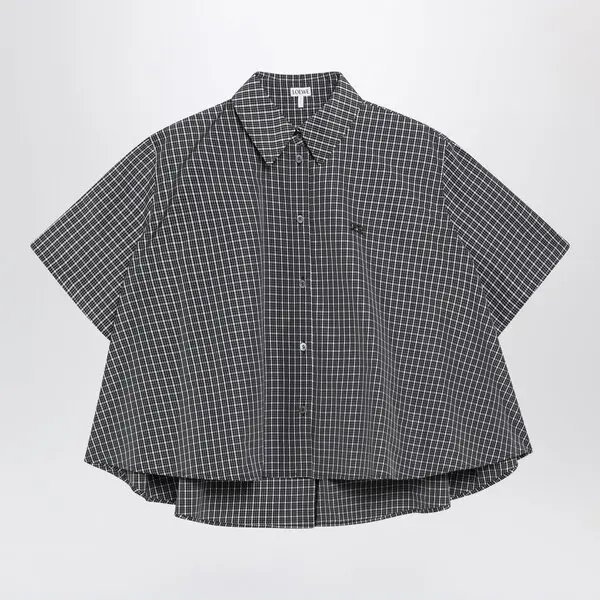 Loewe Trapeze Checked Technical Cotton Shirt - Black