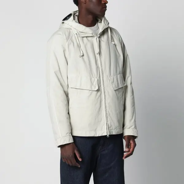 C.P. COMPANY Hooded Jacket With Goggle Lenses - Silver
