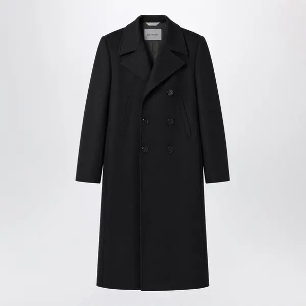 Balenciaga Long Double-faced Tailored Coat In Wool - Black