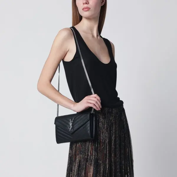 Saint Laurent Cassandre Chain Clutch - Black