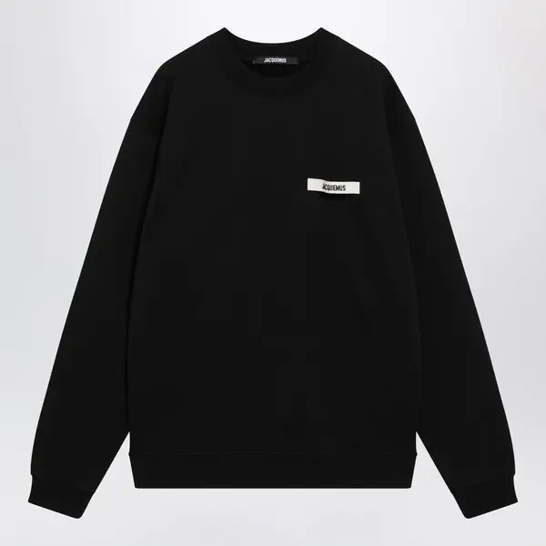 Jacquemus Crewneck Sweatshirt With Grosgrain Logo Detail - Black