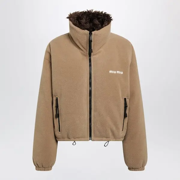 Miu Miu Camel Fleece Down Jacket - Cream