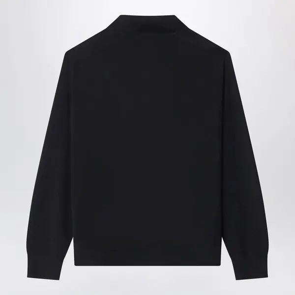 Acne Studios Woollen Polo Shirt With Embroidered Logo - Black