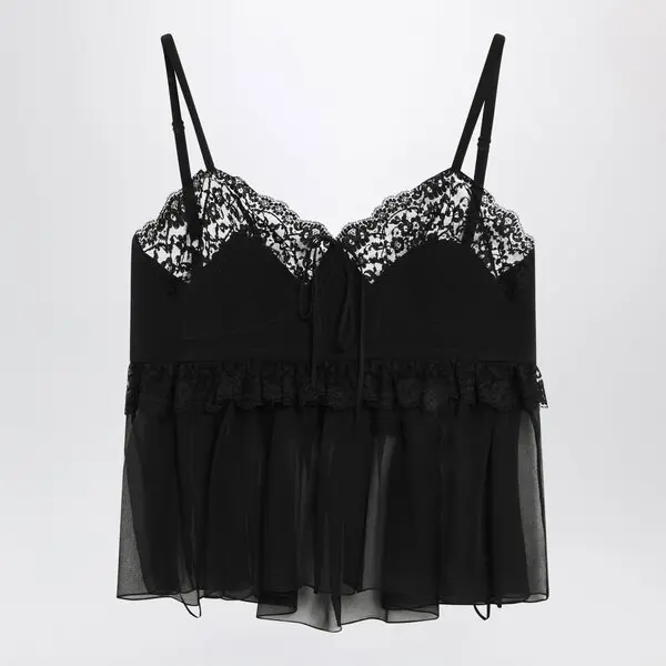 Chloé Silk Crêpe De Chine Top With Thin Straps - Black