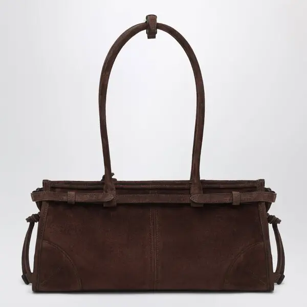 Prada Bonnie Medium Suede Handbag - Brown