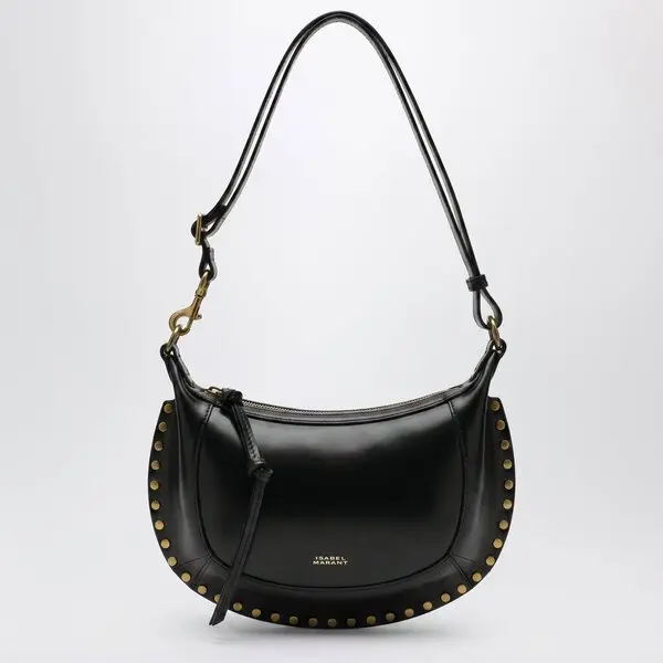 Isabel Marant Étoile Oskan Moon Studded Calfskin Leather Shoulder Bag - Black