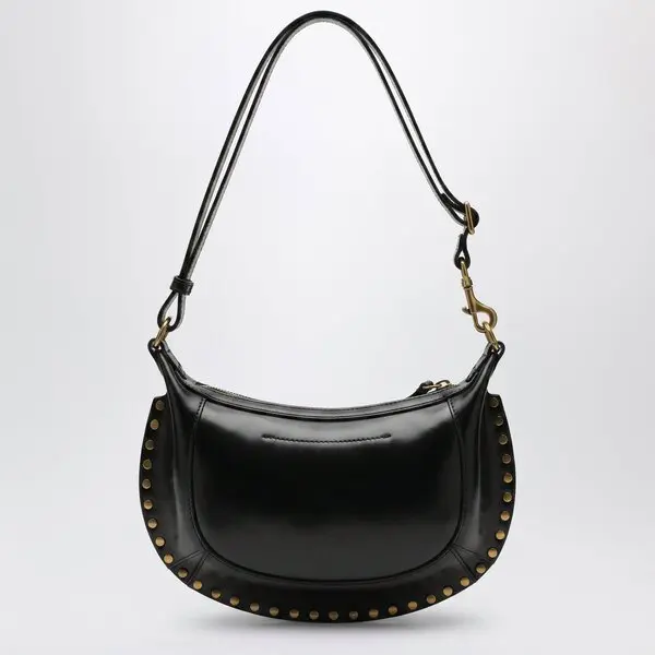 Isabel Marant Étoile Oskan Moon Studded Calfskin Leather Shoulder Bag - Black