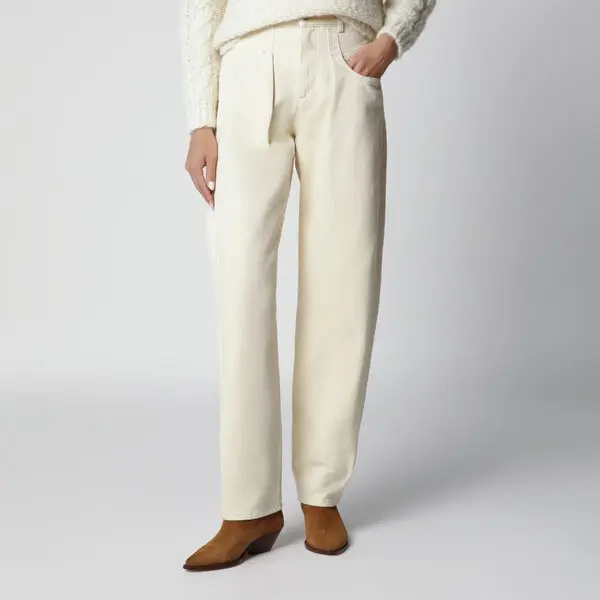 Isabel Marant Étoile Lisha Barrel Jeans In Cotton Denim - Cream