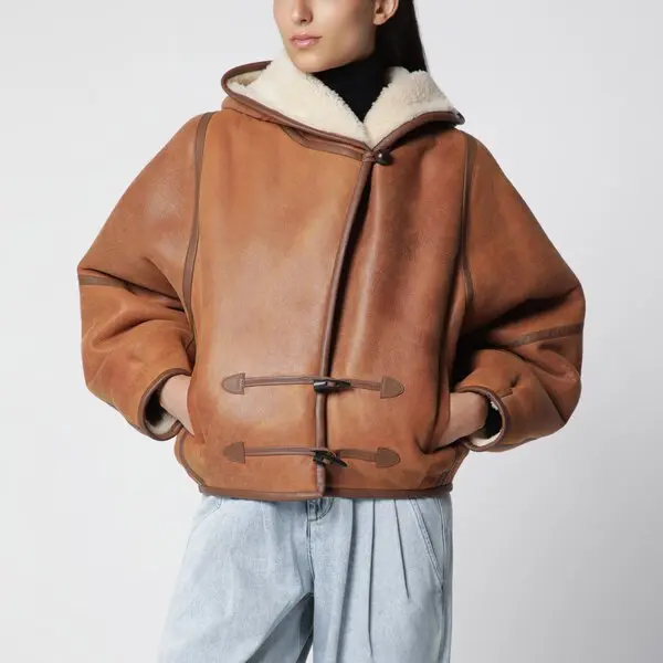 Isabel Marant Étoile Amiel Hooded Shearling Coat - Brown