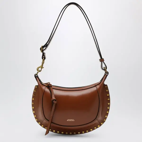 Isabel Marant Étoile Oskan Moon Shoulder Bag In Calfskin Leather - Brown