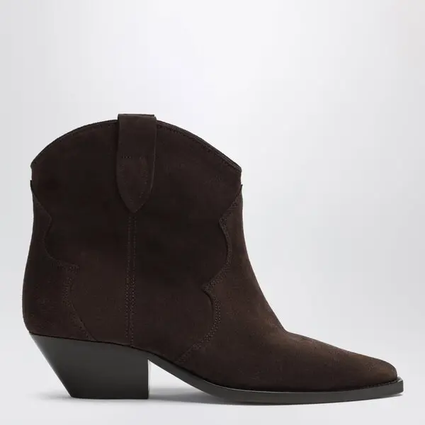 Isabel Marant Étoile Dewina Suede Cowboy Boots In Chocolate - Brown