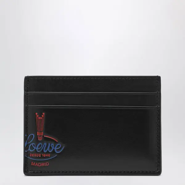 Loewe Card Holder In Glossy Calf Leather - Black