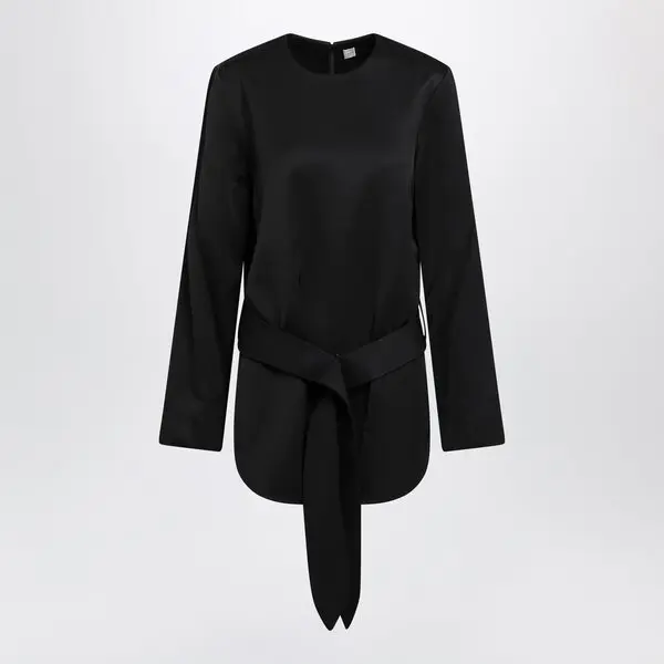 TOTEME Heavy Satin Belted Tunic - Black