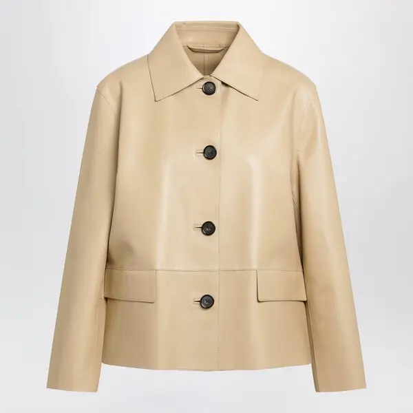 TOTEME Light Beige Lamb Leather Jacket - Cream