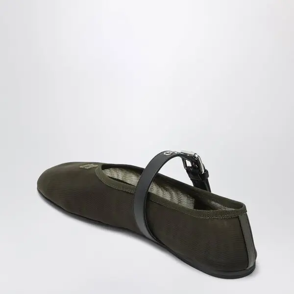 Miu Miu Fabric Buckle Ballet Flats - Green