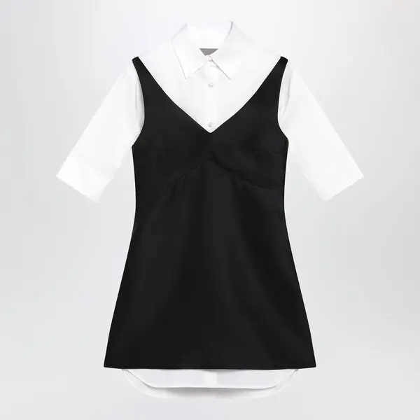 Balenciaga Hybrid Chemisier Mini Dress In Wool And Silk - Black