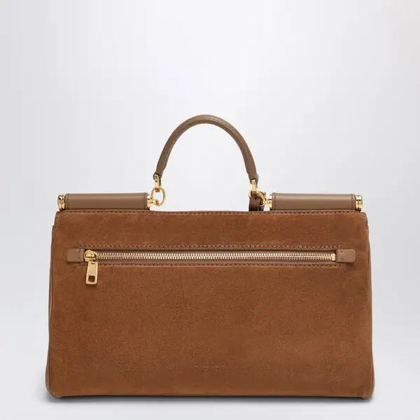Dolce & Gabbana Medium Sicily Bag In Camel Suede Leather - Brown