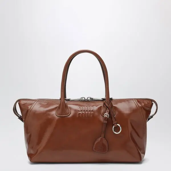 Miu Miu Glossy Leather Top Handle Bag - Brown