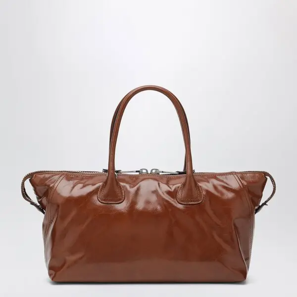 Miu Miu Glossy Leather Top Handle Bag - Brown