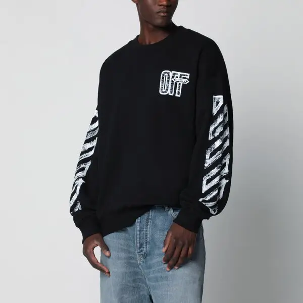 Off-White Motion Arrow Skate Cotton Sweatshirt - Black