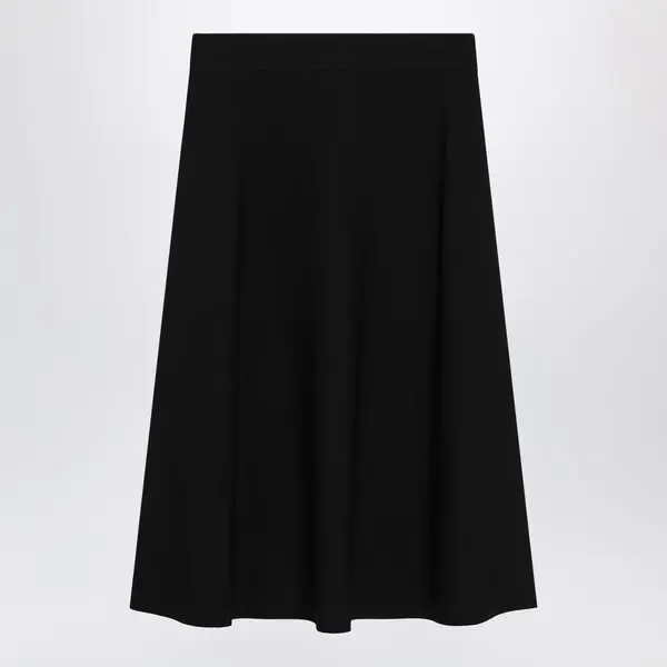 Max Mara Flared Midi Skirt In Viscose Crãªpe Yarn - Black