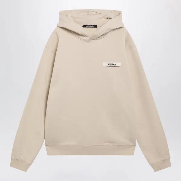 Jacquemus Beige Hoodie With Grosgrain Logo - Cream