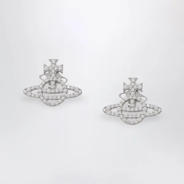 VIVIENNE WESTWOOD Platinum-tone Metal Orb Earrings With Crystals - Silver