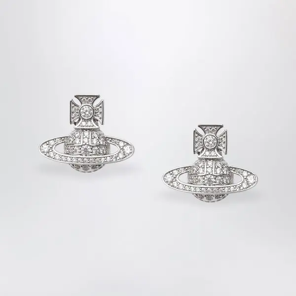 VIVIENNE WESTWOOD Platinum-tone Metal Orb Earrings With Crystals - Silver