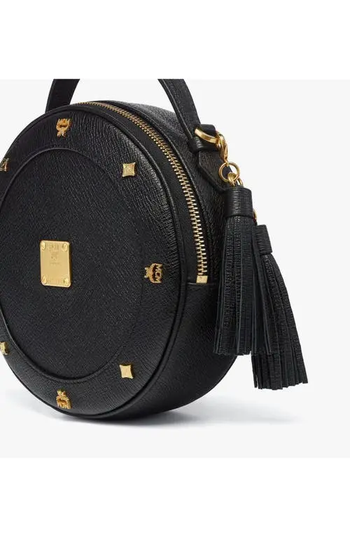 Mcm Small Pina Tambourine Bag In Studded Calfskin