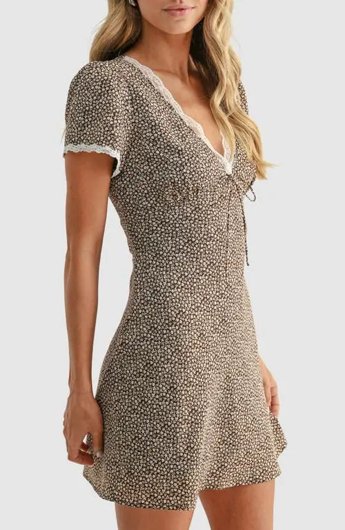ALL IN FAVOR Lace Trim Mini Dress