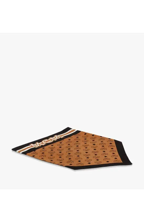 Mcm Monogram Print Triangle Silk Scarf - Cognac