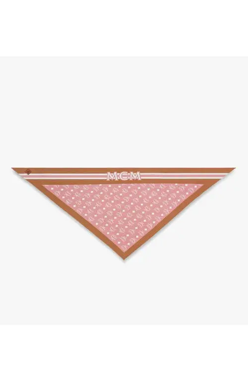 Mcm Monogram Print Triangle Silk Scarf - Soft Pink