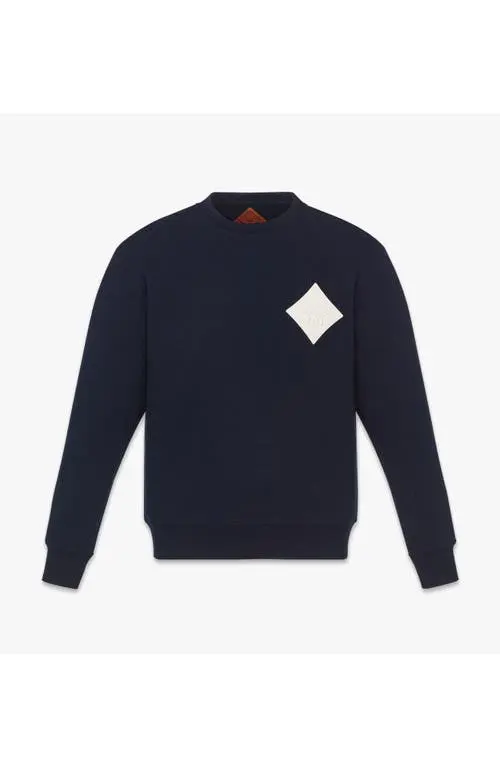Mcm Logo Patch Bouclé Sweatshirt - Dark Navy