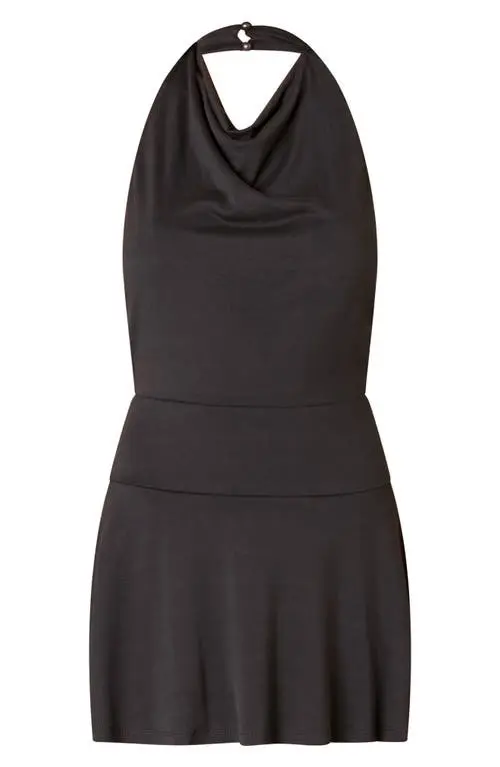 NIA Emilio Cowl Neck Halter Minidress