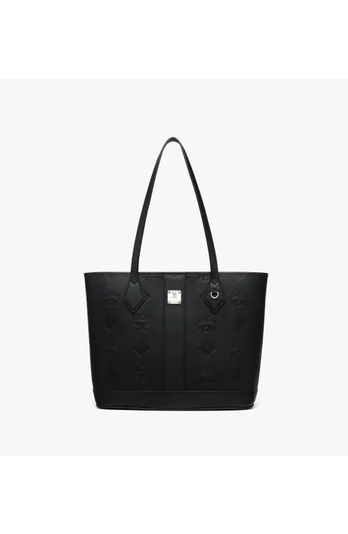 Mcm Small New Liz Shopper In Embossed Monogram Leather - Black