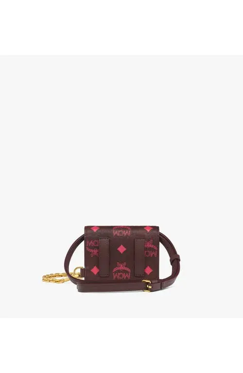 Mcm Aren Airpods Pro Charm With Chain Strap In Visetos