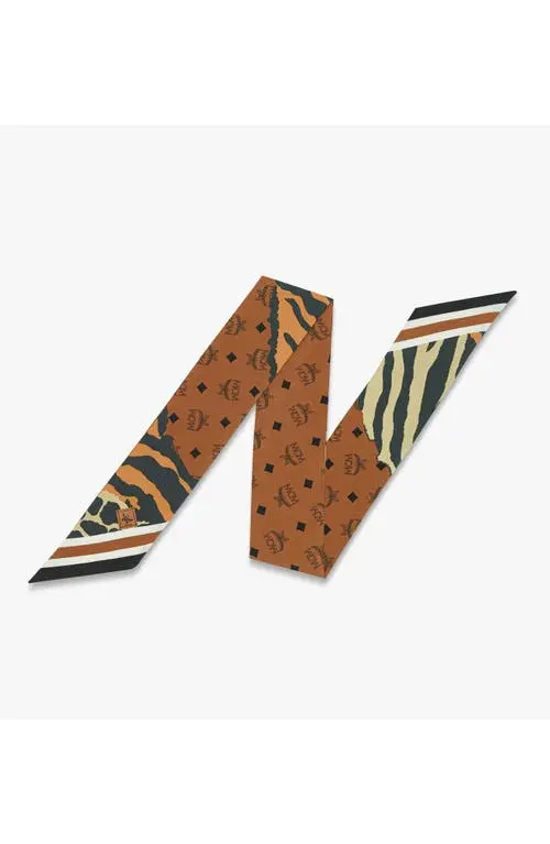 Mcm Animalier Petite Silk Scarf - Cognac