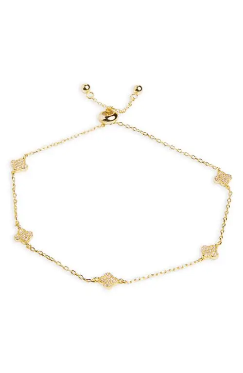 Argento Vivo Clover Cubic Zirconia Slider Bracelet - Gold