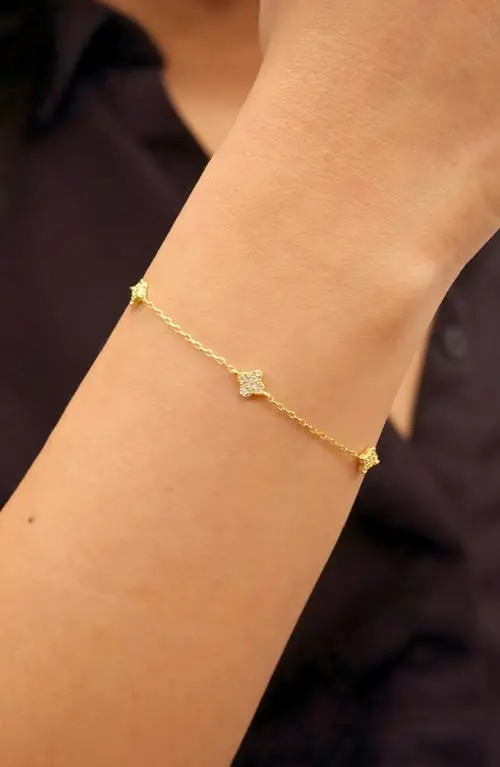 Argento Vivo Clover Cubic Zirconia Slider Bracelet