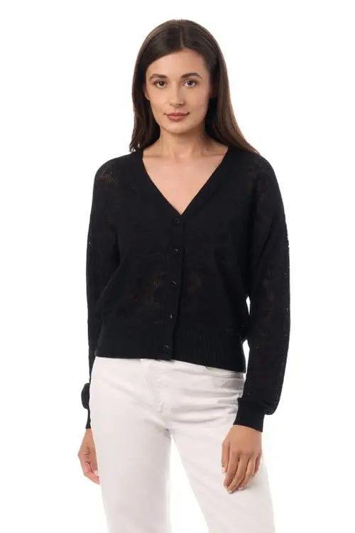 Equipment Leopard V-neck Cardigan - Black