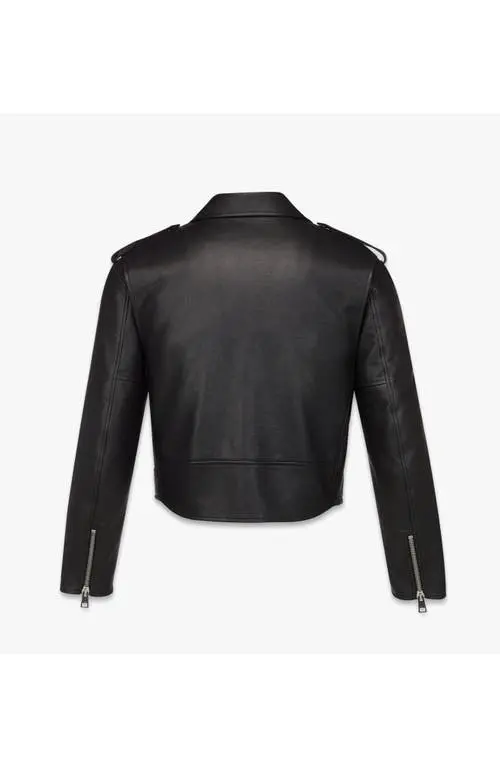 Mcm Cropped Rider Jacket In Lamb Leather