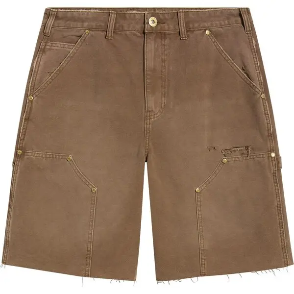 ELWOOD Ripped Carpenter Denim Shorts - Brown