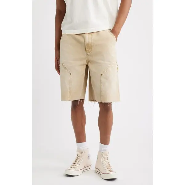 ELWOOD Ripped Carpenter Denim Shorts - Khaki