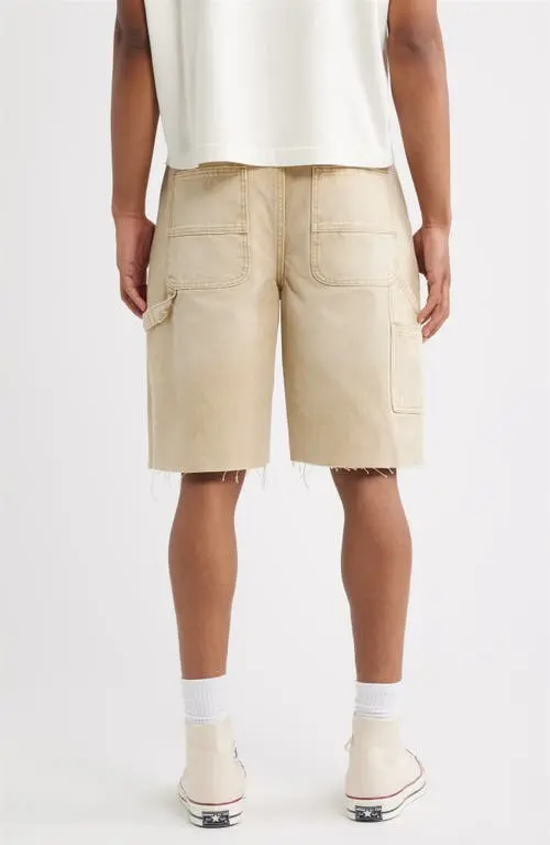 ELWOOD Ripped Carpenter Denim Shorts - Khaki