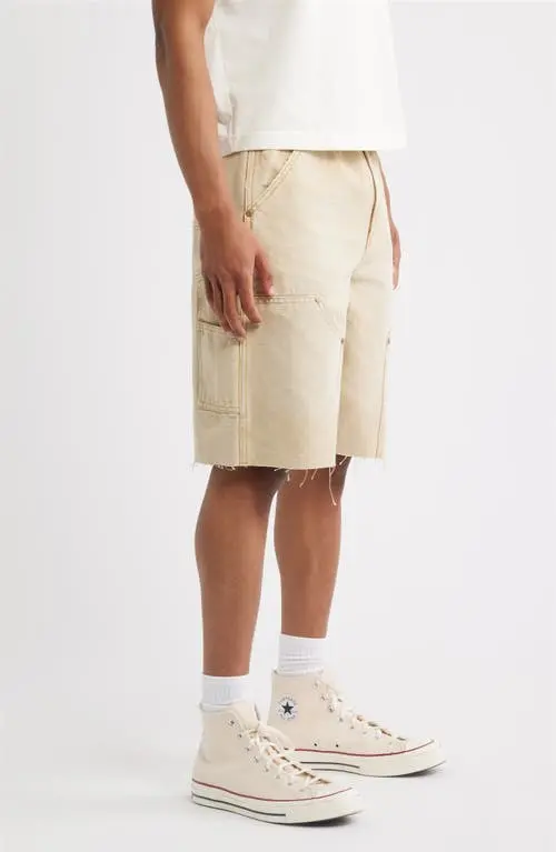 ELWOOD Ripped Carpenter Denim Shorts - Khaki